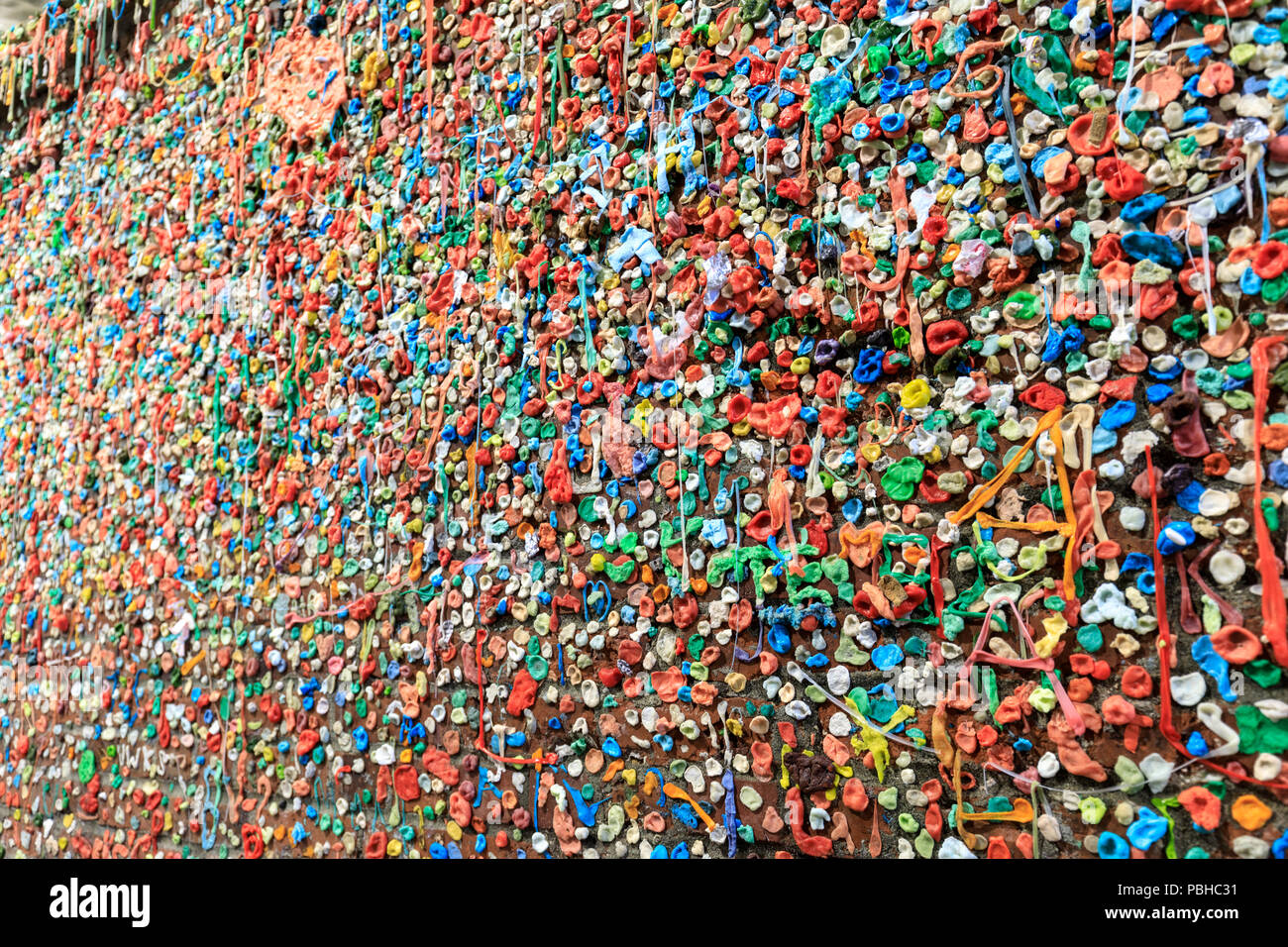 Gum wall Seattle, which is a local landmark in downtown Seattle, in ...