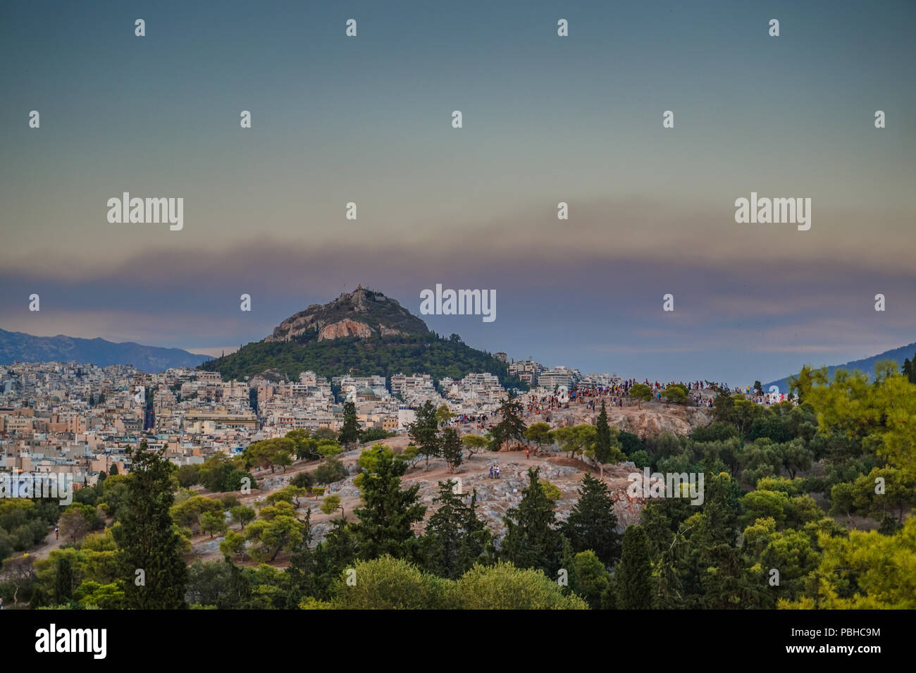 The Acropolis of Athens. Amazing view from filopappos hill at sunset ...