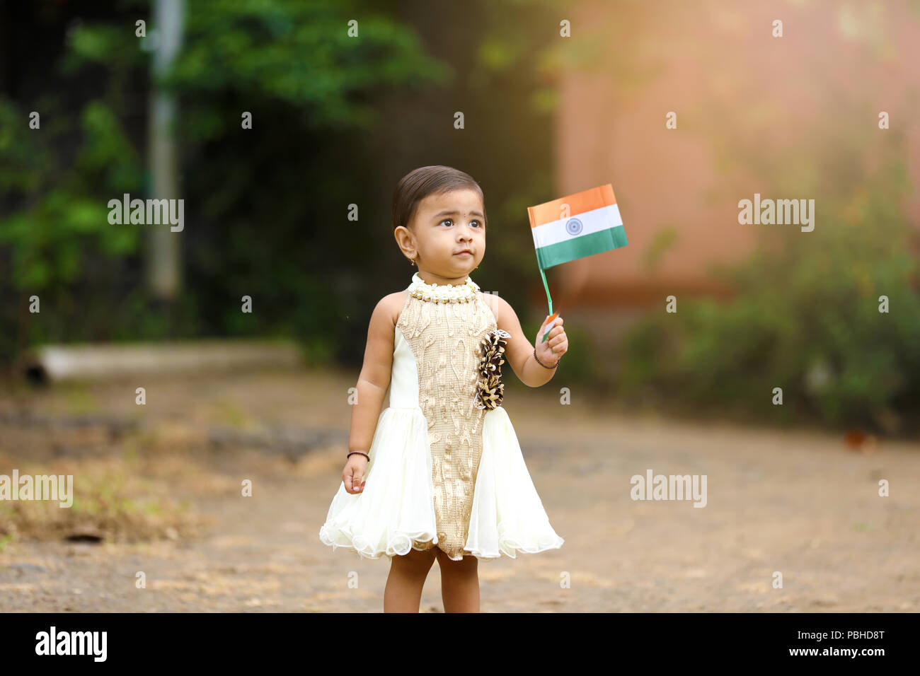 Children Carry Indian Flags