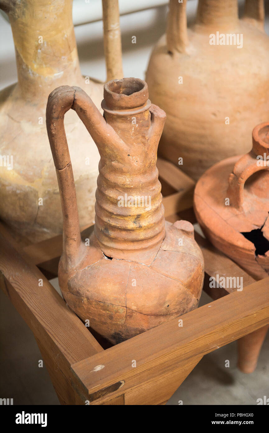 DION, GREECE - MAR 22, 2015: Ancient crates in the Archaeological ...