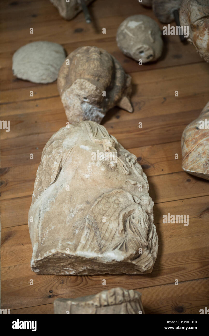 DION, GREECE - MAR 22, 2015: Anceint artefacts of the Archaeological ...