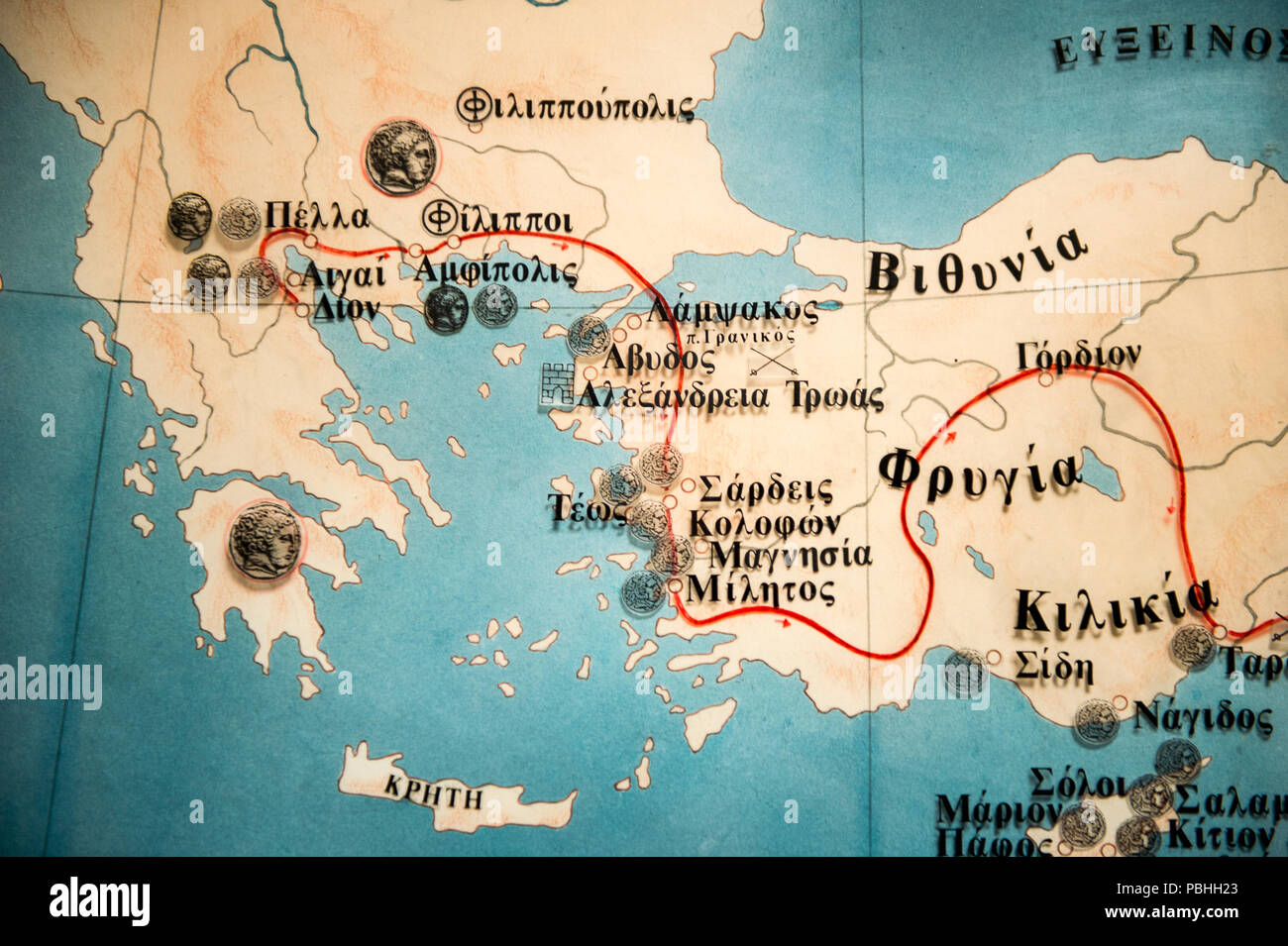 DION, GREECE - MAR 22, 2015: Geographical map in Greek in ...