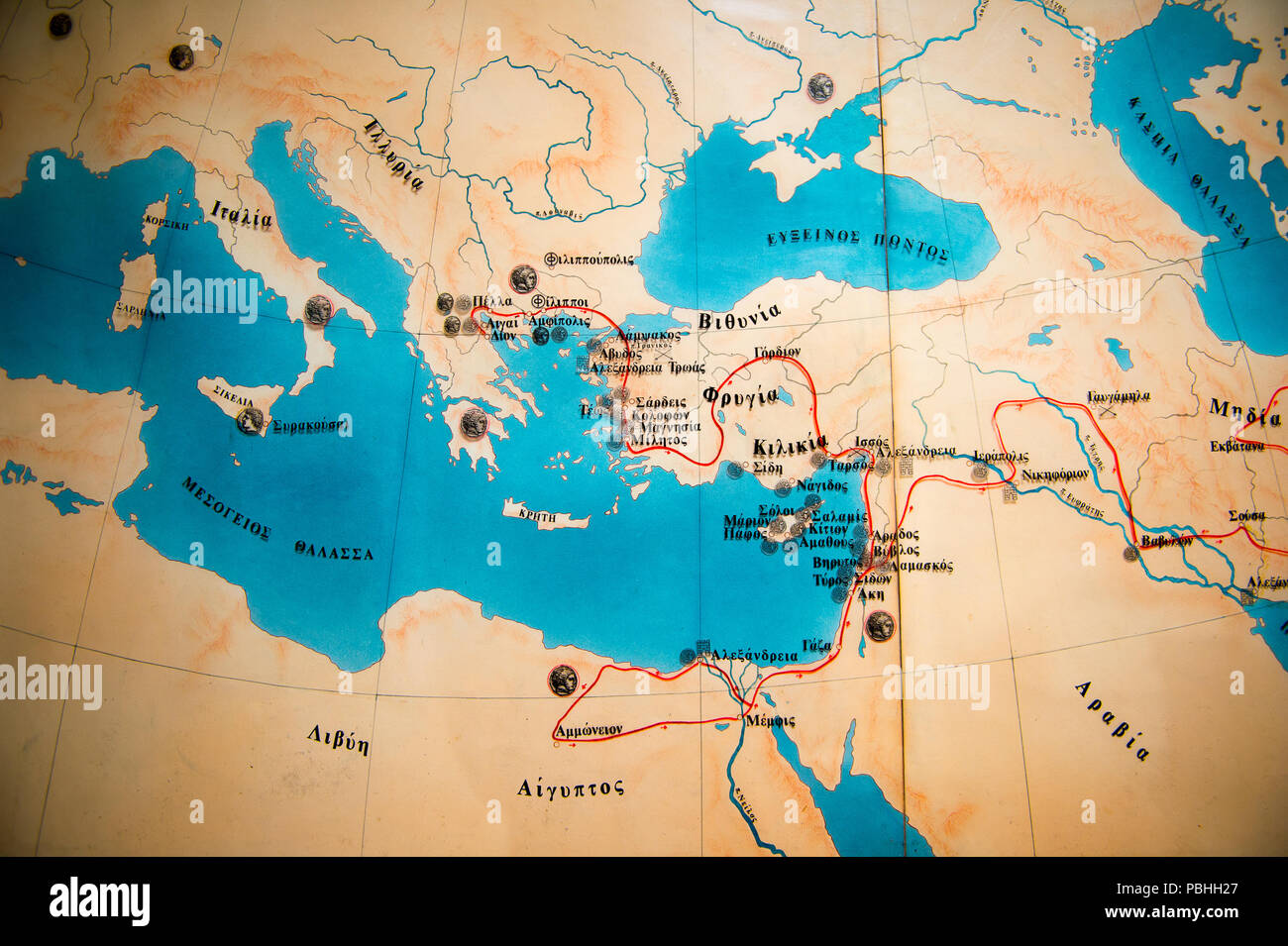 DION, GREECE - MAR 22, 2015: Geographical map in Greek in ...