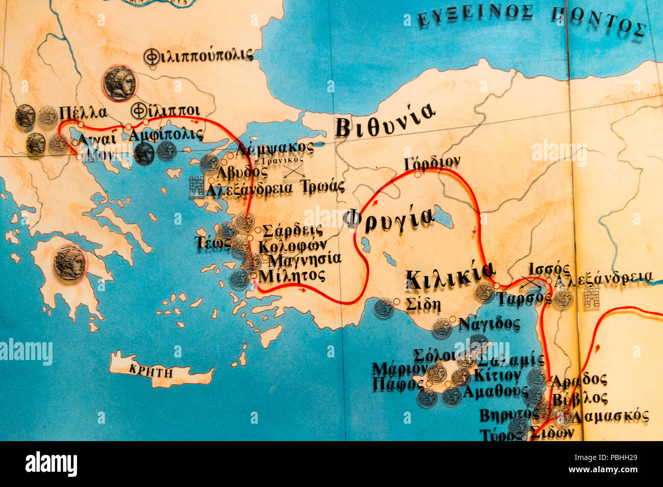 DION, GREECE - MAR 22, 2015: Geographical map in Greek in ...