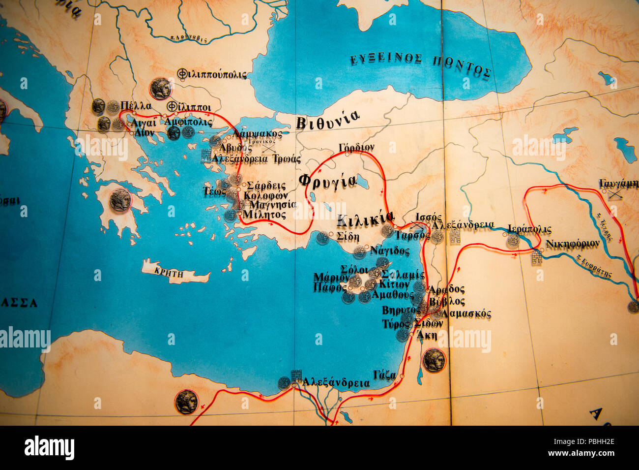 DION, GREECE - MAR 22, 2015: Geographical map in Greek in ...
