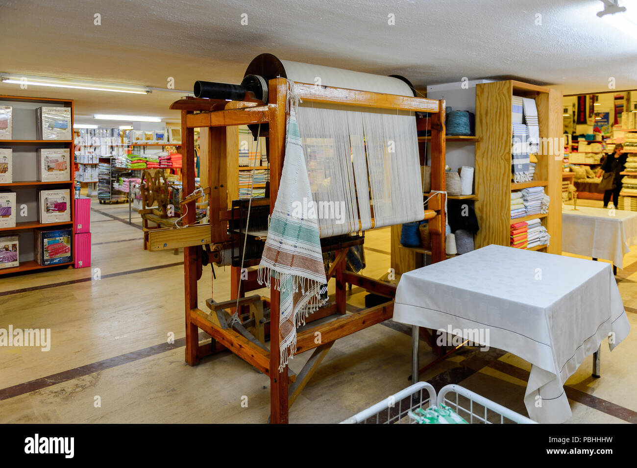 PAMUKKALE, TURKEY - APR 18, 2015: Varol textil factory shop in Turkey ...