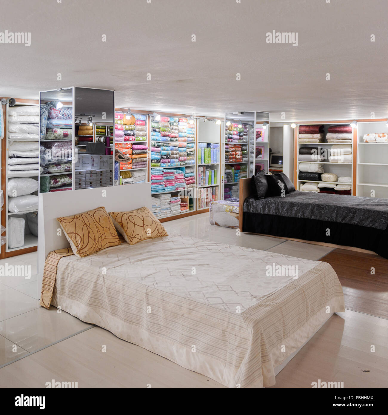 PAMUKKALE, TURKEY - APR 18, 2015: Interior of the Varol textil factory ...