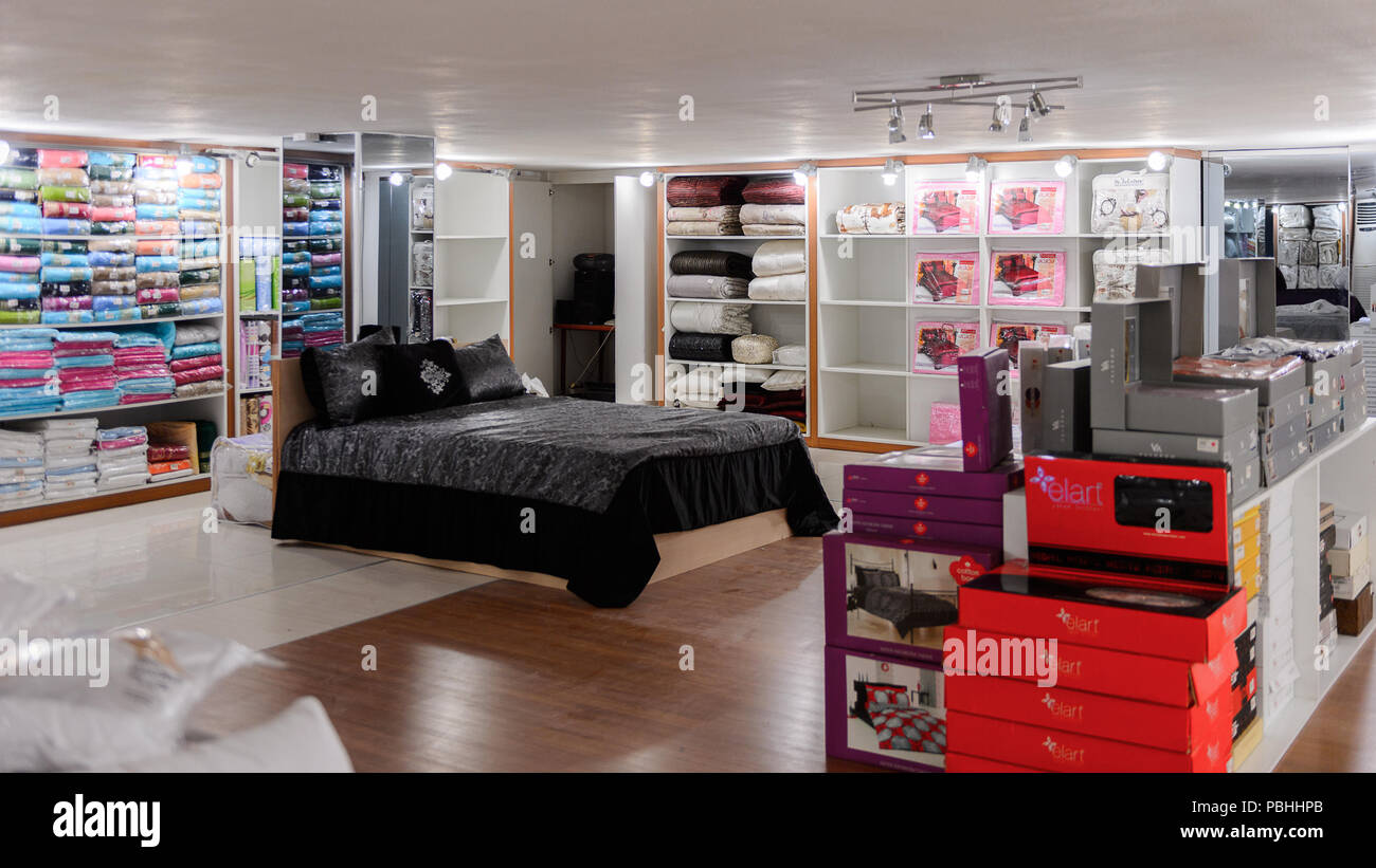 PAMUKKALE, TURKEY - APR 18, 2015: Interior of the Varol textil factory ...