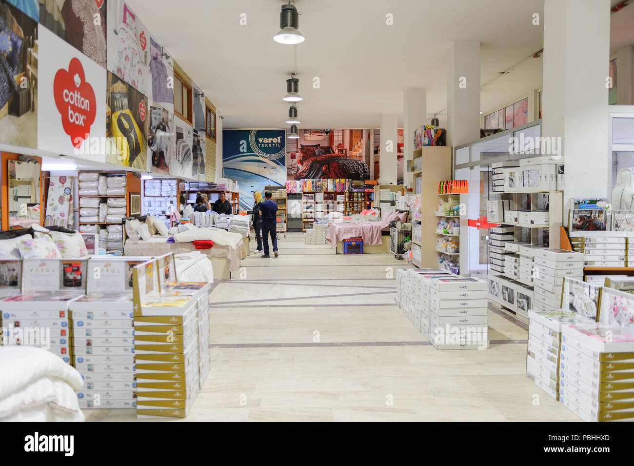 PAMUKKALE, TURKEY - APR 18, 2015: Varol textil factory shop in Turkey ...