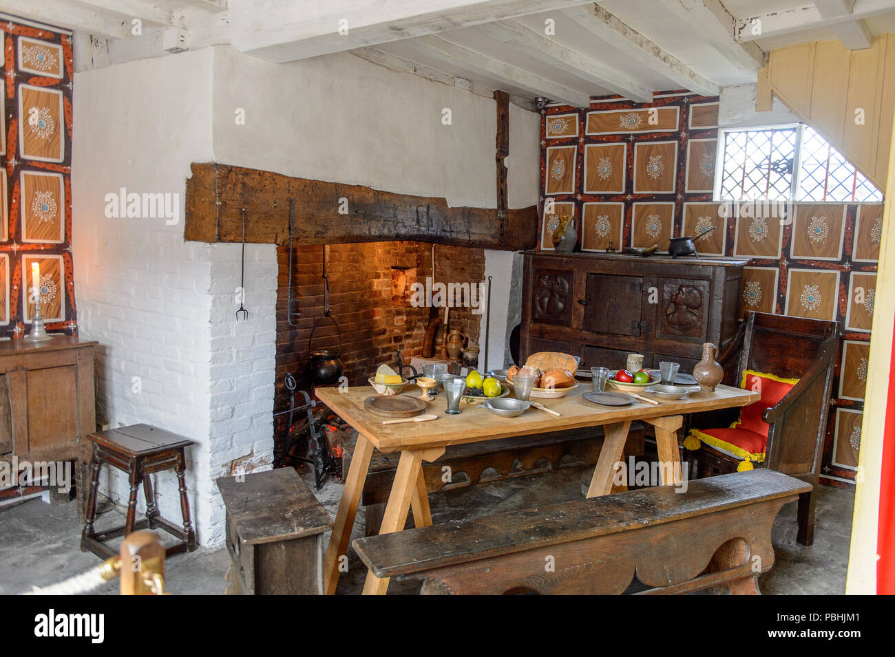 STRATFORD UPON AVON, ENGLAND - JULY 10, 2016: Kitchen of Willian ...