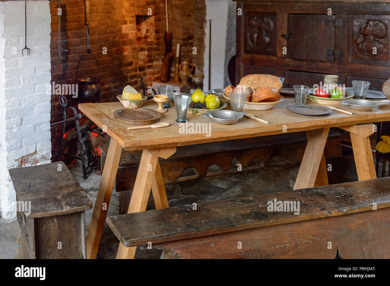 STRATFORD UPON AVON, ENGLAND - JULY 10, 2016: Kitchen of Willian ...