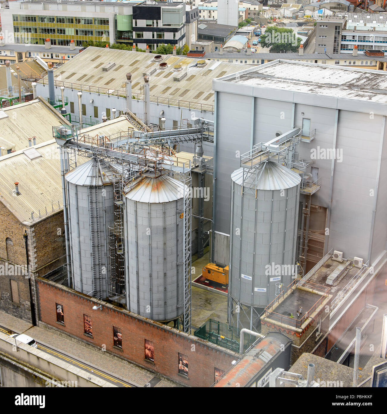DUBLIN, IRELAND - JULY 12, 2016: Aerial view of the Guinness Brewery ...