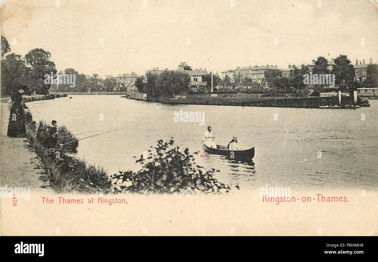 1706 The Thames at Kingston, London, Stengel & Co postcard, sent 1904 ...