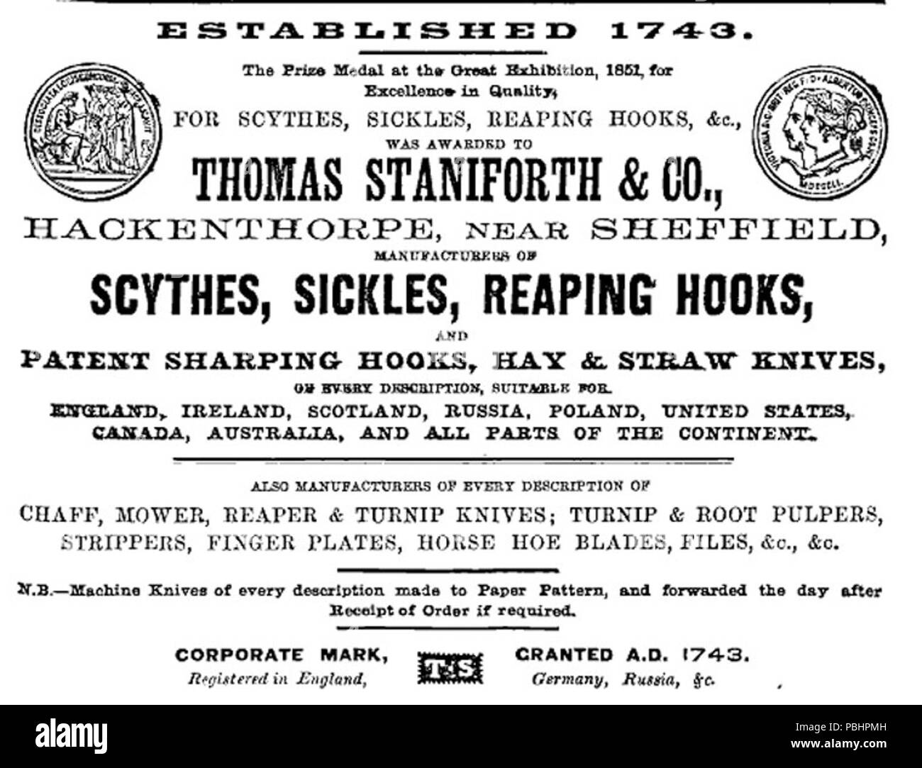 1742 Thomas Staniforth Hackenthorpe 1876 Stock Photo - Alamy