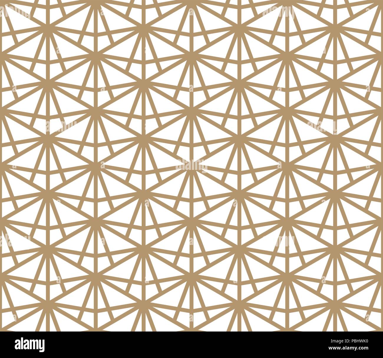 Seamless pattern based on Japanese ornament Kumiko.Golden color.Hexagon ...