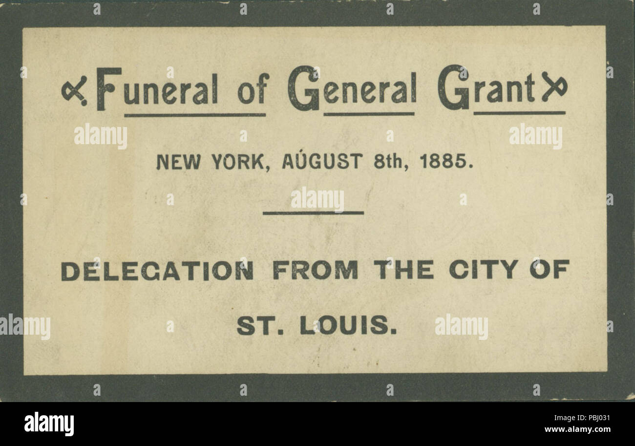 1787 Ulysses S. Grant funeral attendance card with black border, marked ...