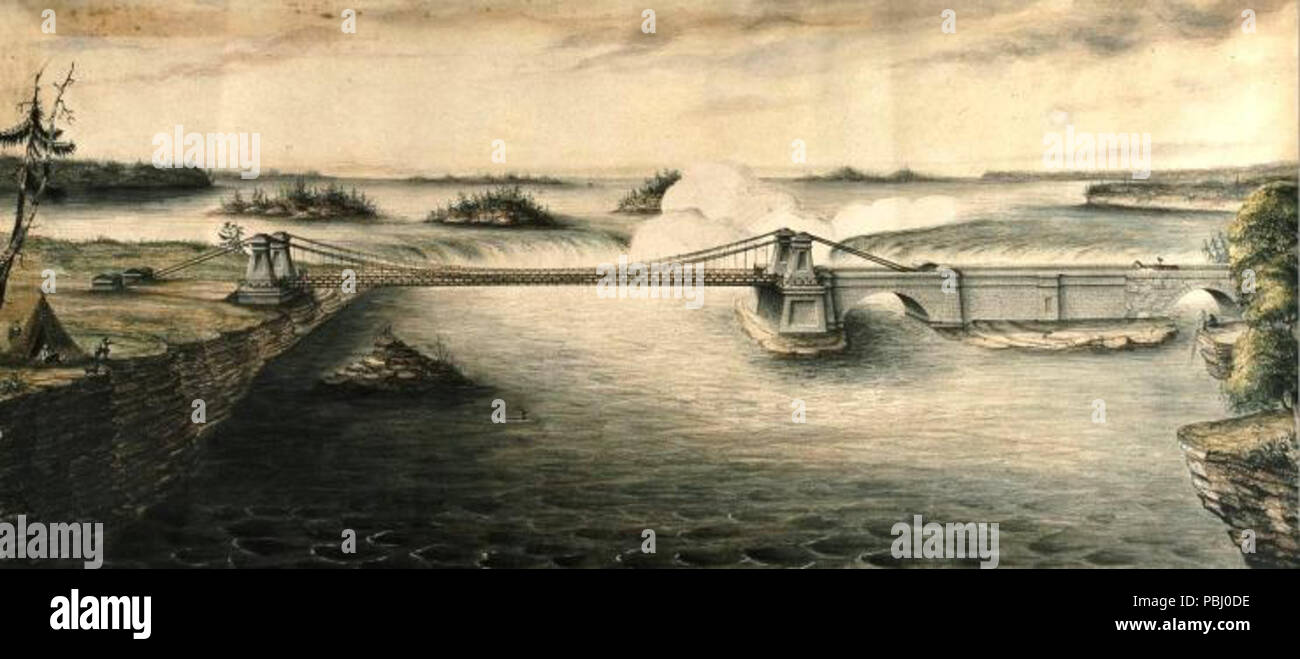 1790 Union Suspension Bridge Ottawa River 1843 Stock Photo - Alamy