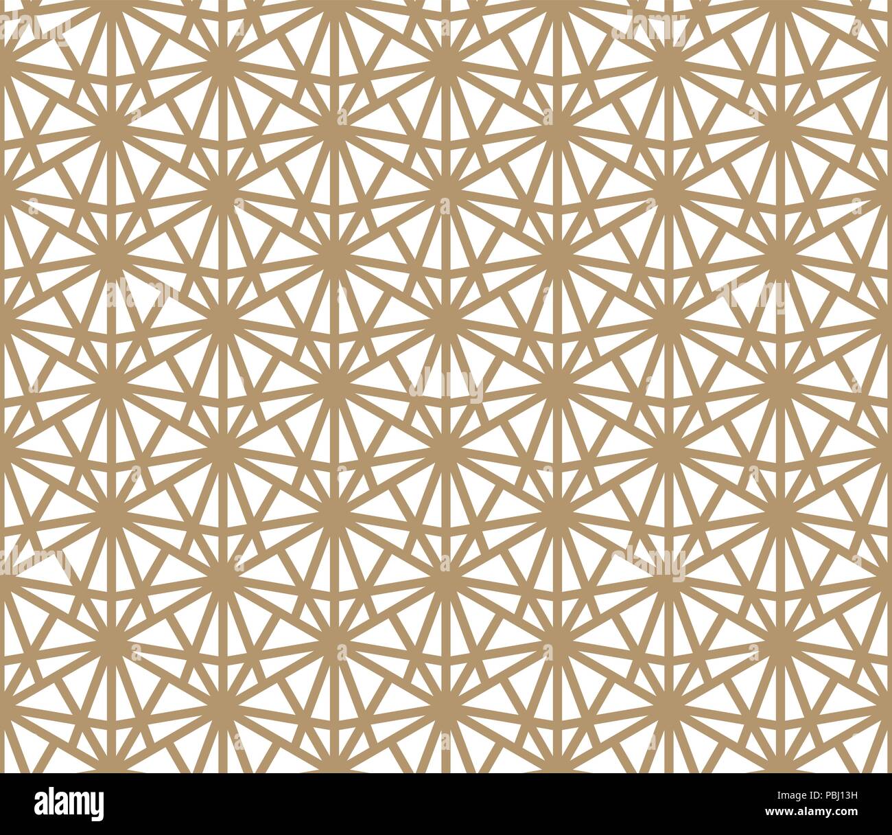 Seamless pattern based on Japanese ornament Kumiko.Golden color.Hexagon ...