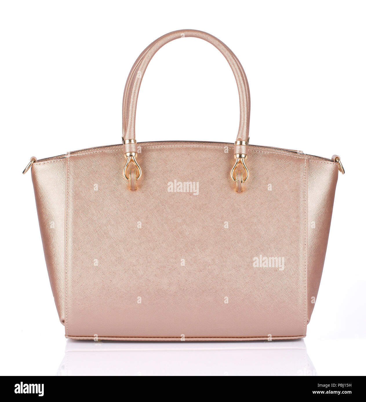 Elegant women beige bag on white background Stock Photo - Alamy