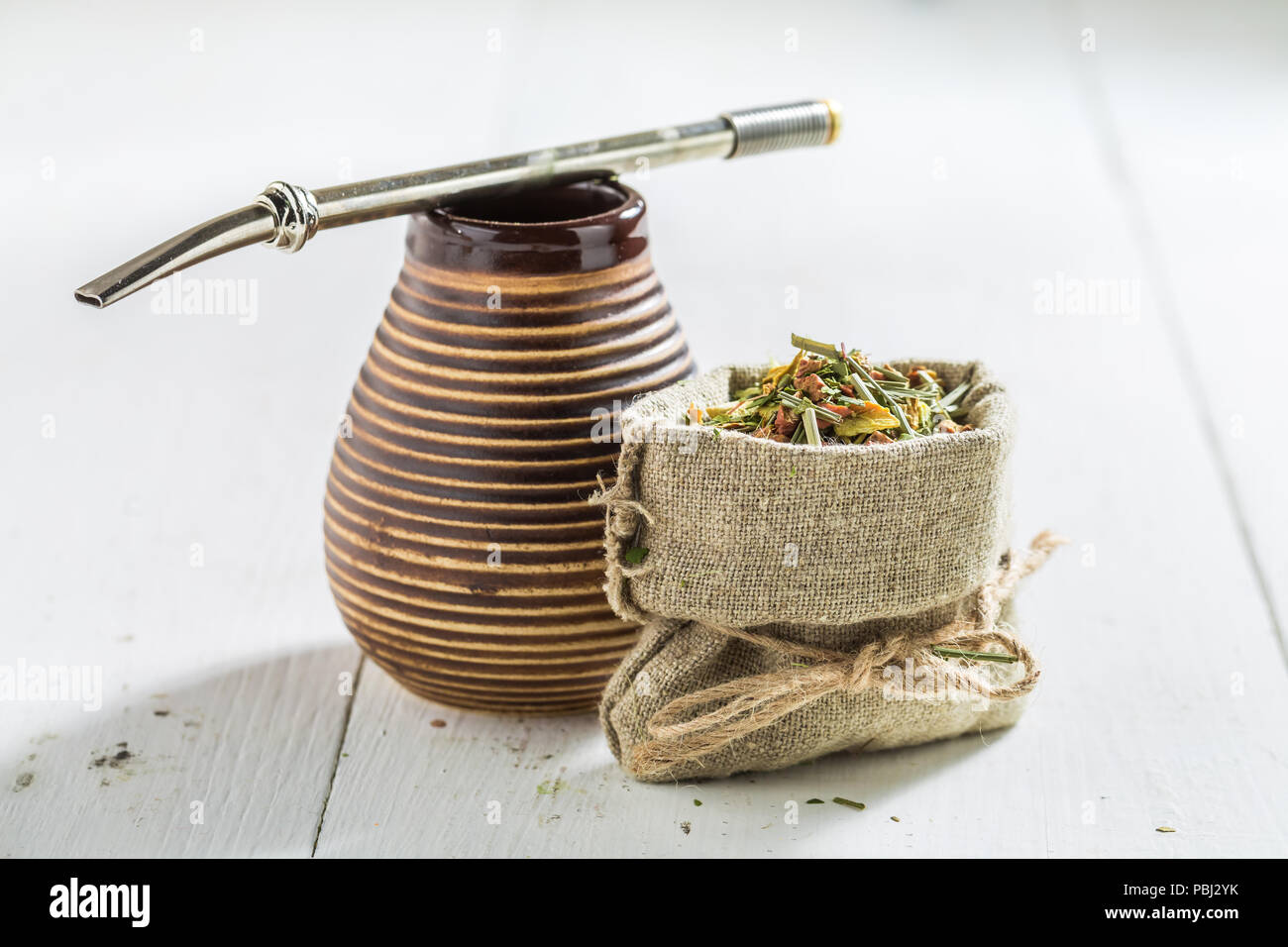 Healthy and fresh yerba mate made of fresh dried leaves Stock Photo - Alamy