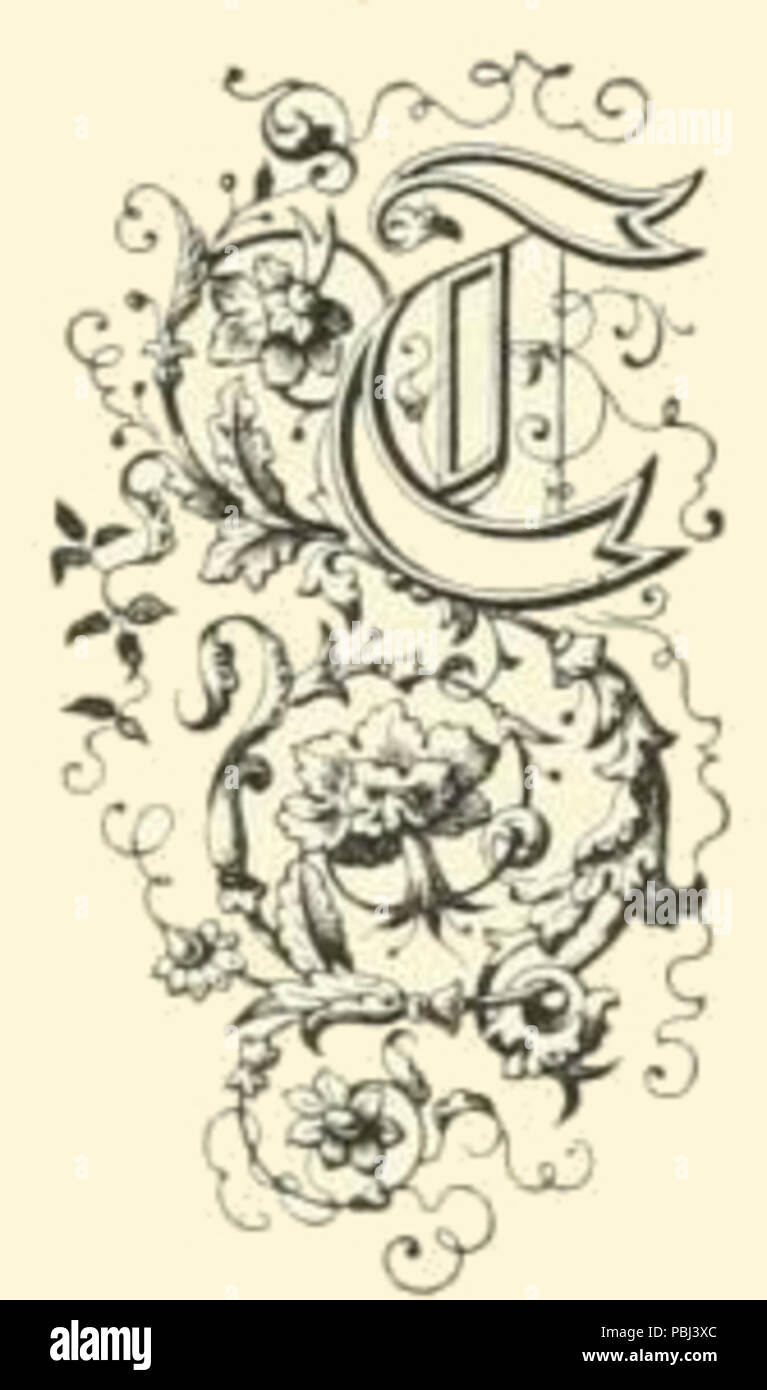 1821 Vintage Letter T Drawing Stock Photo - Alamy