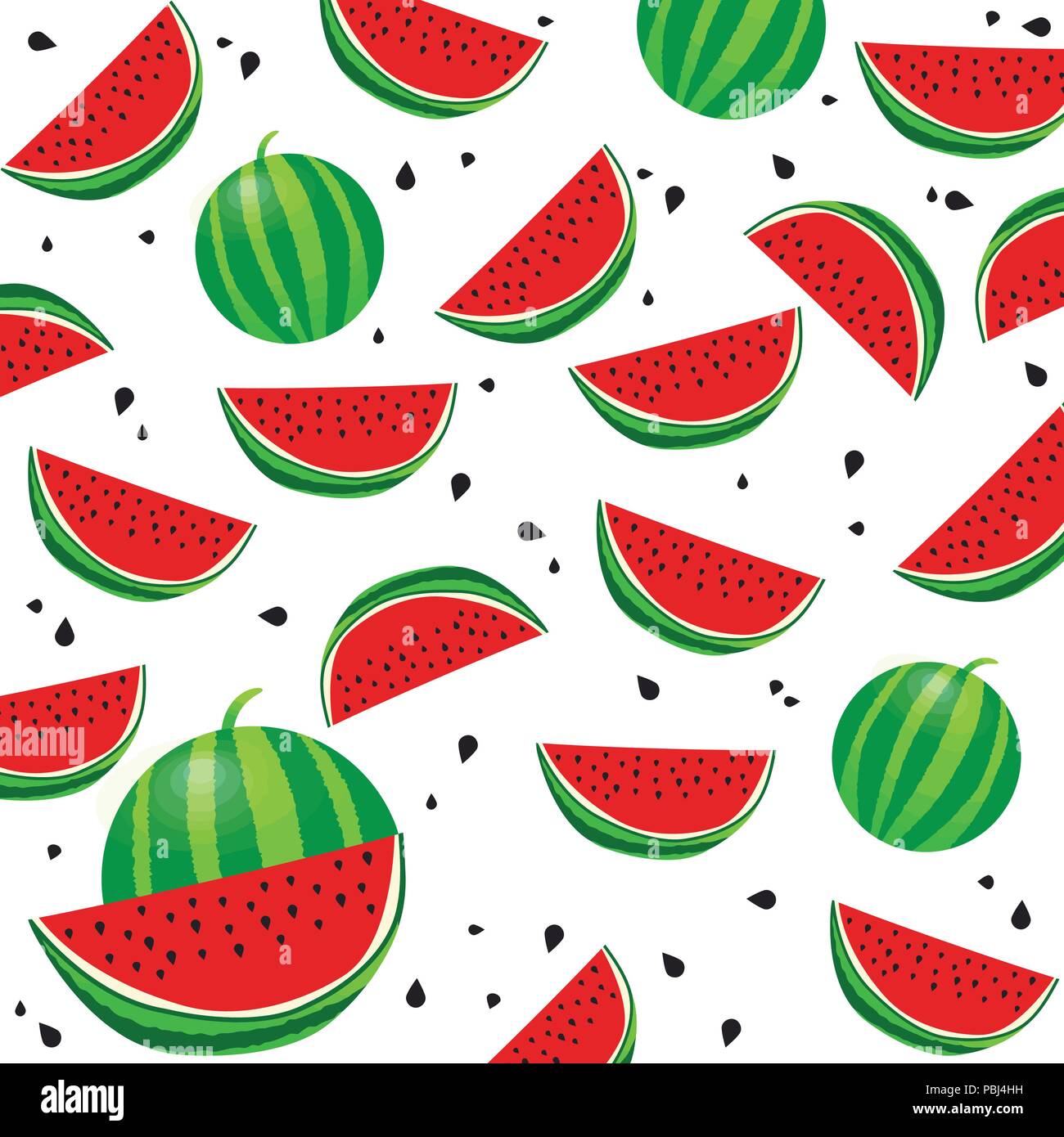 Background pattern with watermelon and seeds on white background ...