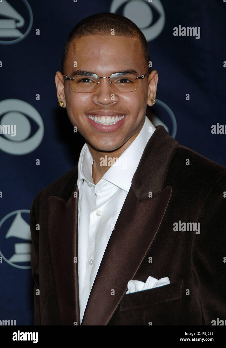 Chris Brown backstage at the 48th Grammy Awards at the Staples Center ...