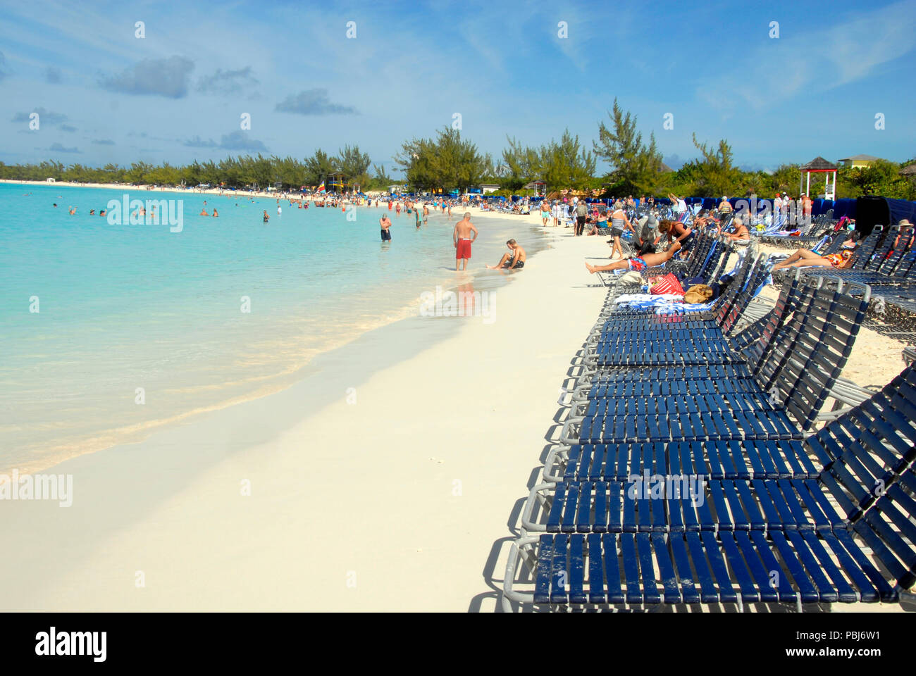 People enjoying the beach, Half Moon Cay, Bahamas Stock Photo - Alamy