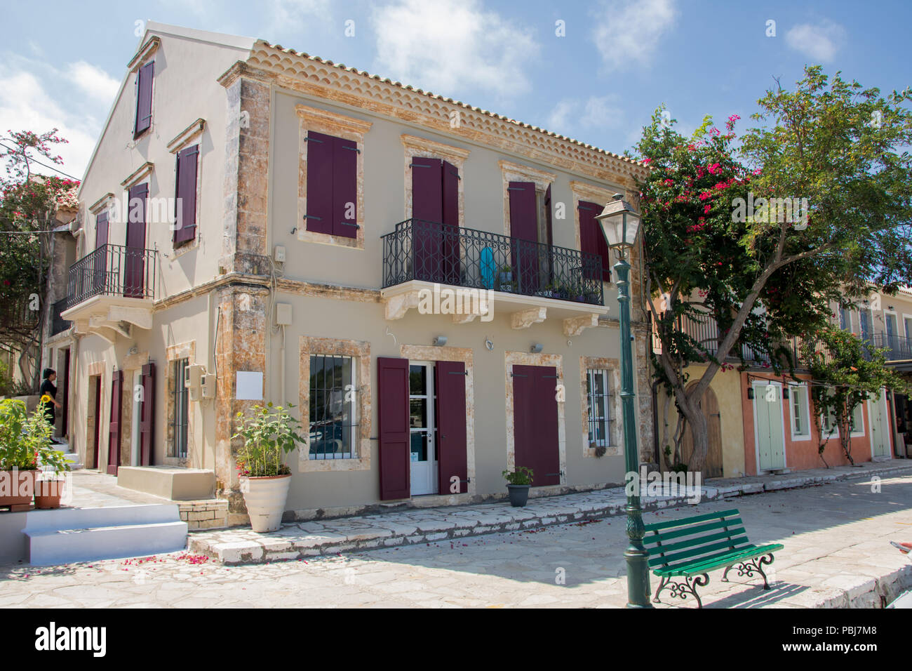 The city and port of Fiskardo, island Kefalonia (Cephalonia), Greece ...