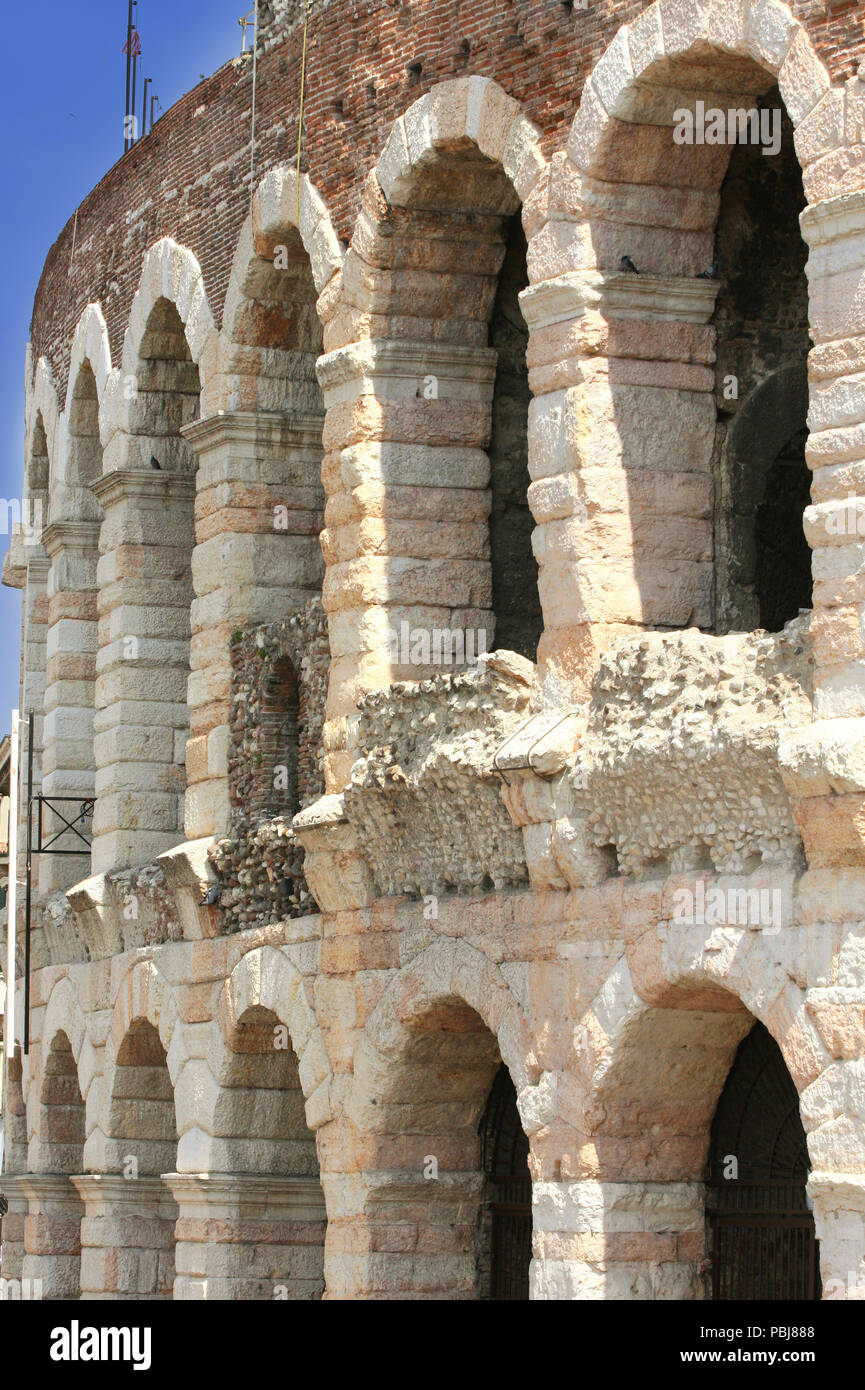 colosseum, details amphitheatre Arena in Verona, Italy Stock Photo - Alamy