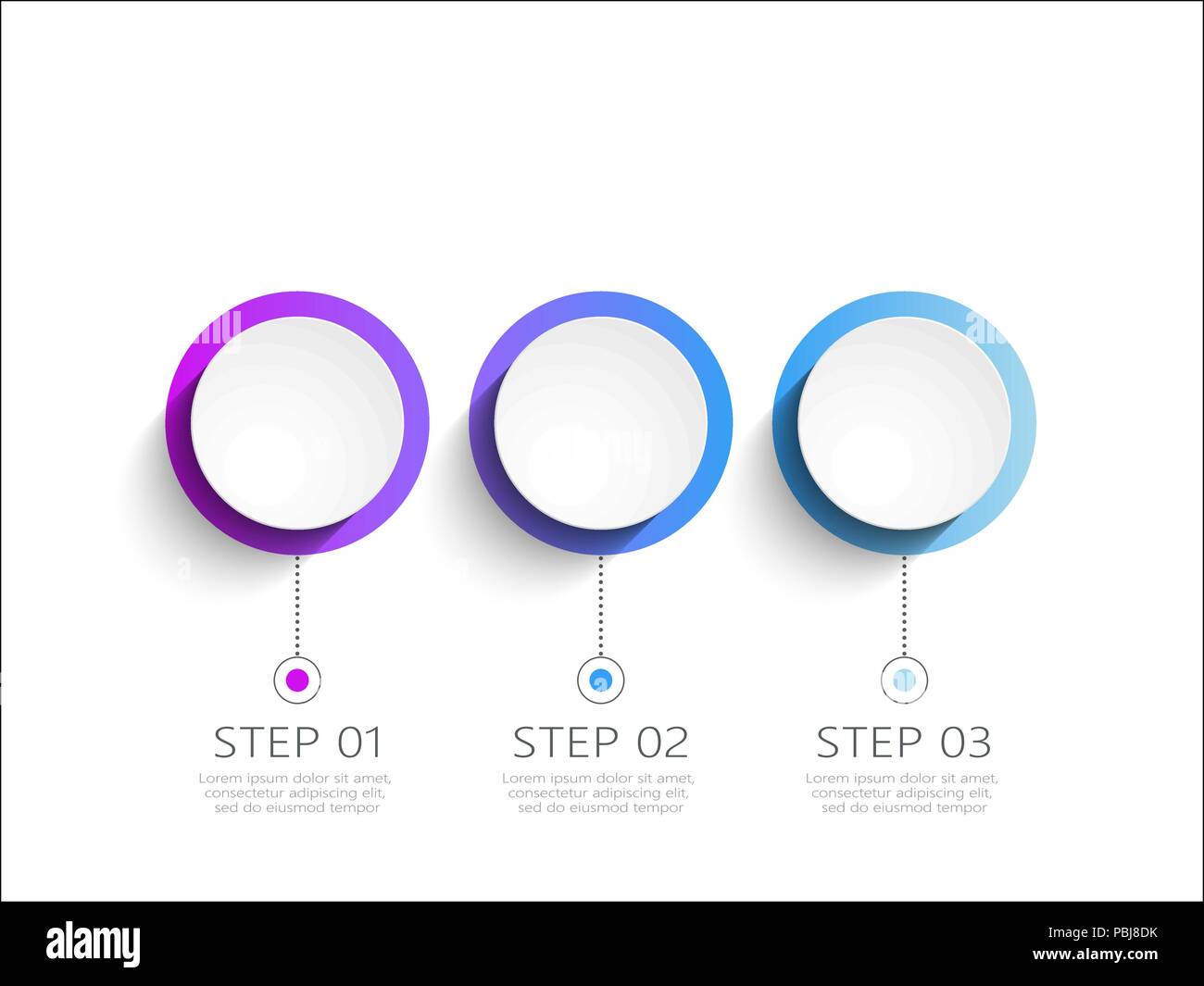 Modern 3D infographic template with 3 steps. Business circle template with options for brochure ...