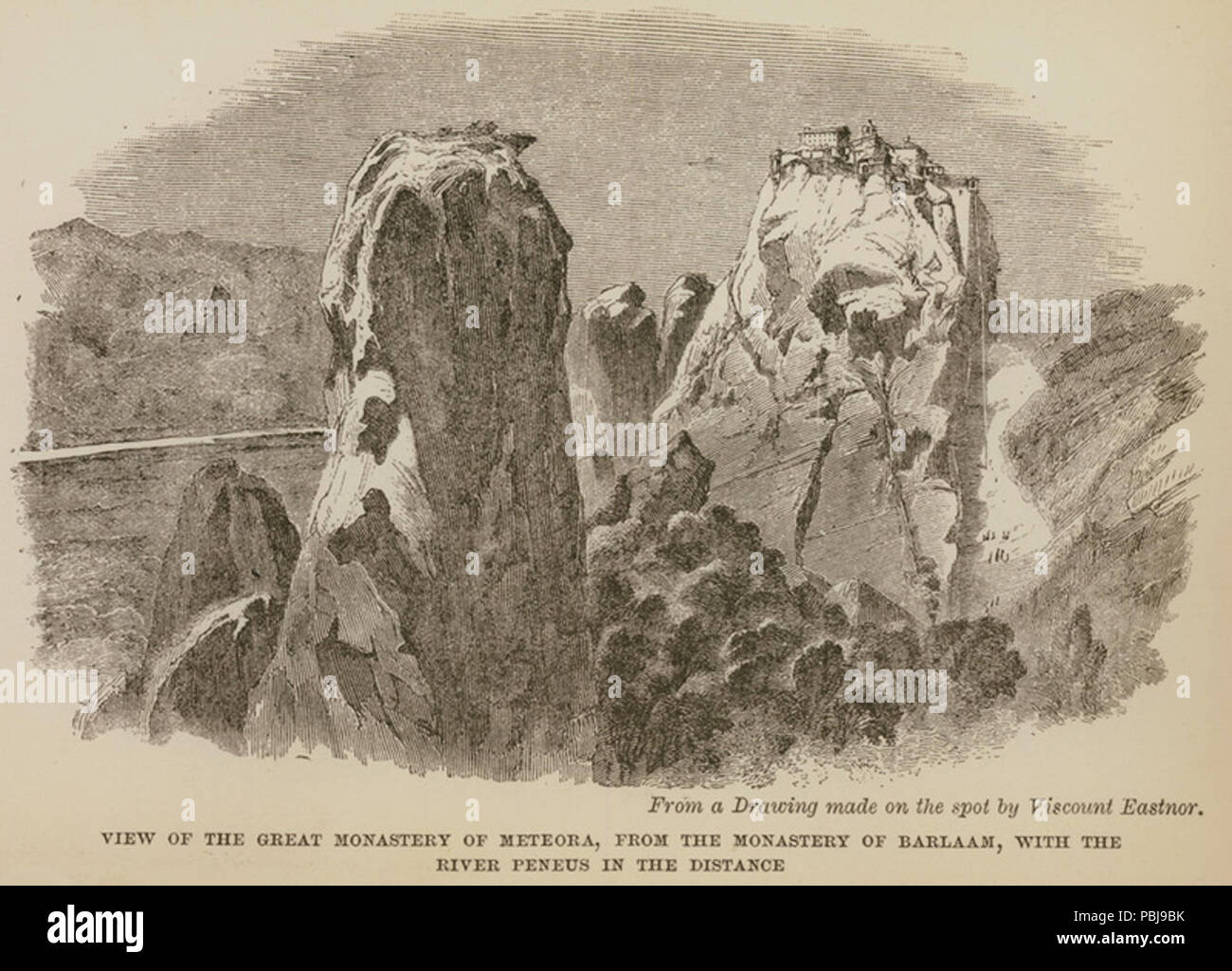 1815 View of the Great Monastery of Meteora, from the Monastery of ...