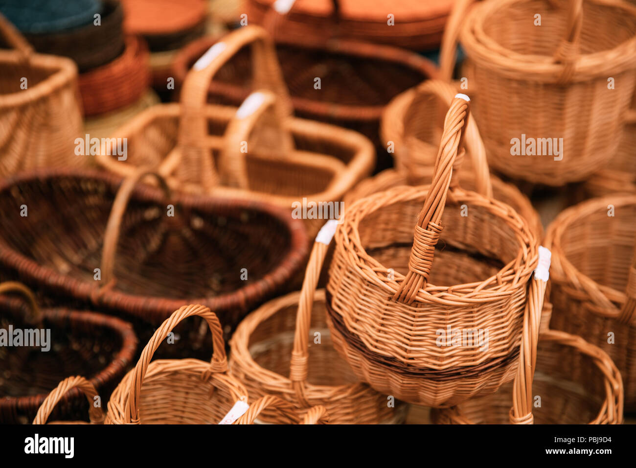 Handcrafts, Handmade Wicker Baskets In Local Market Stock Photo - Alamy