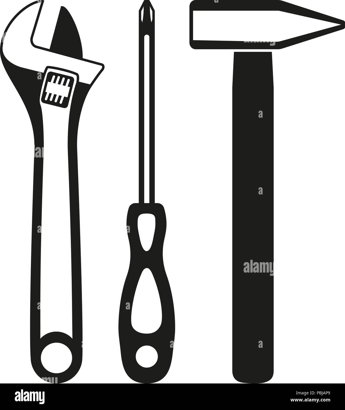Black and white simple toolkit silhouette set Stock Vector Image & Art ...