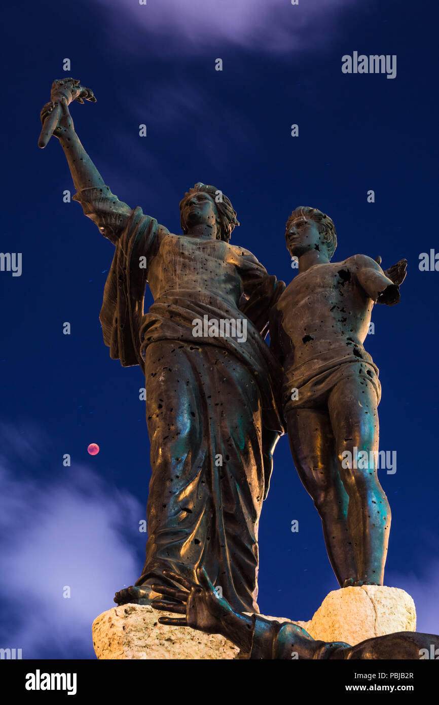 Monument commemorating the martyrs under blood moon lunar eclipse July ...