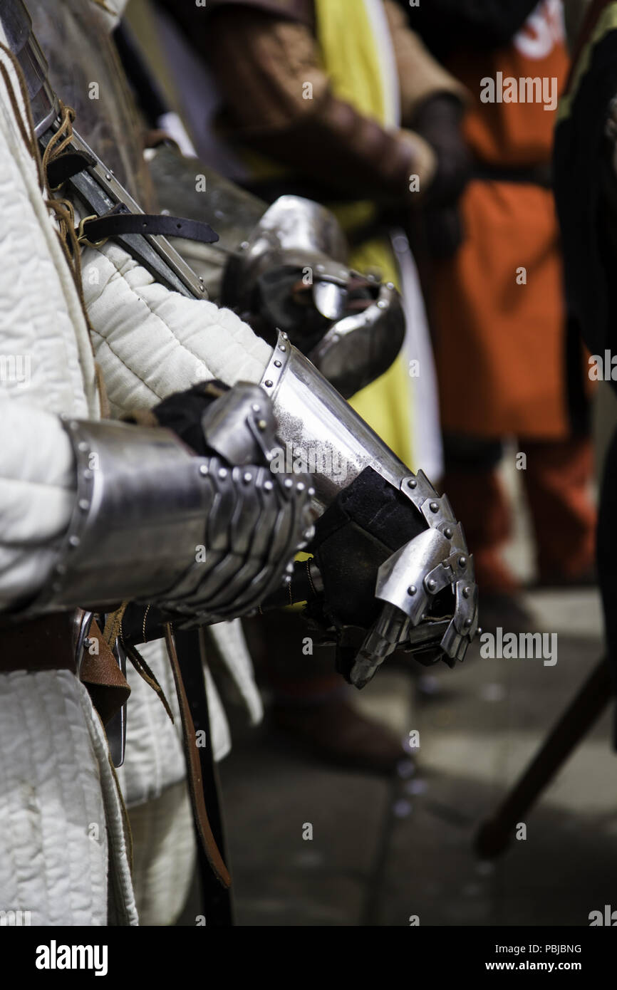 Medieval armor glove, detail of protection, ancient history Stock Photo ...