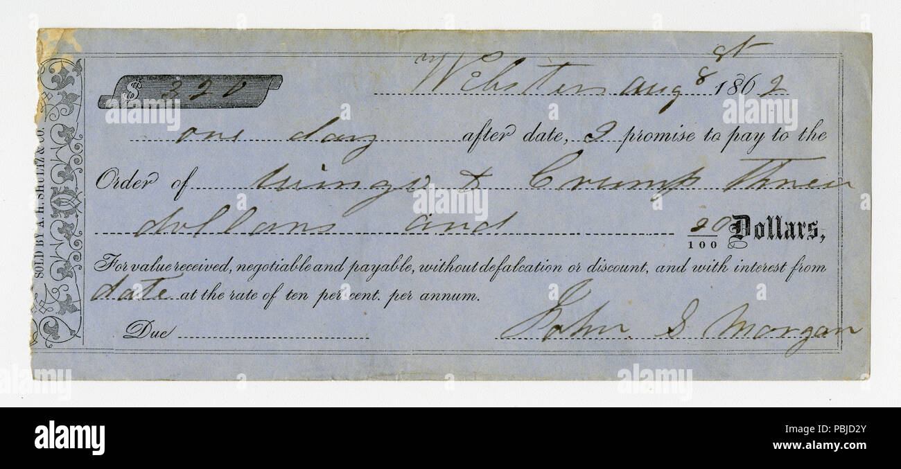 1231 Promissory note signed John Morgan to Wingo and Crump, August 8 ...