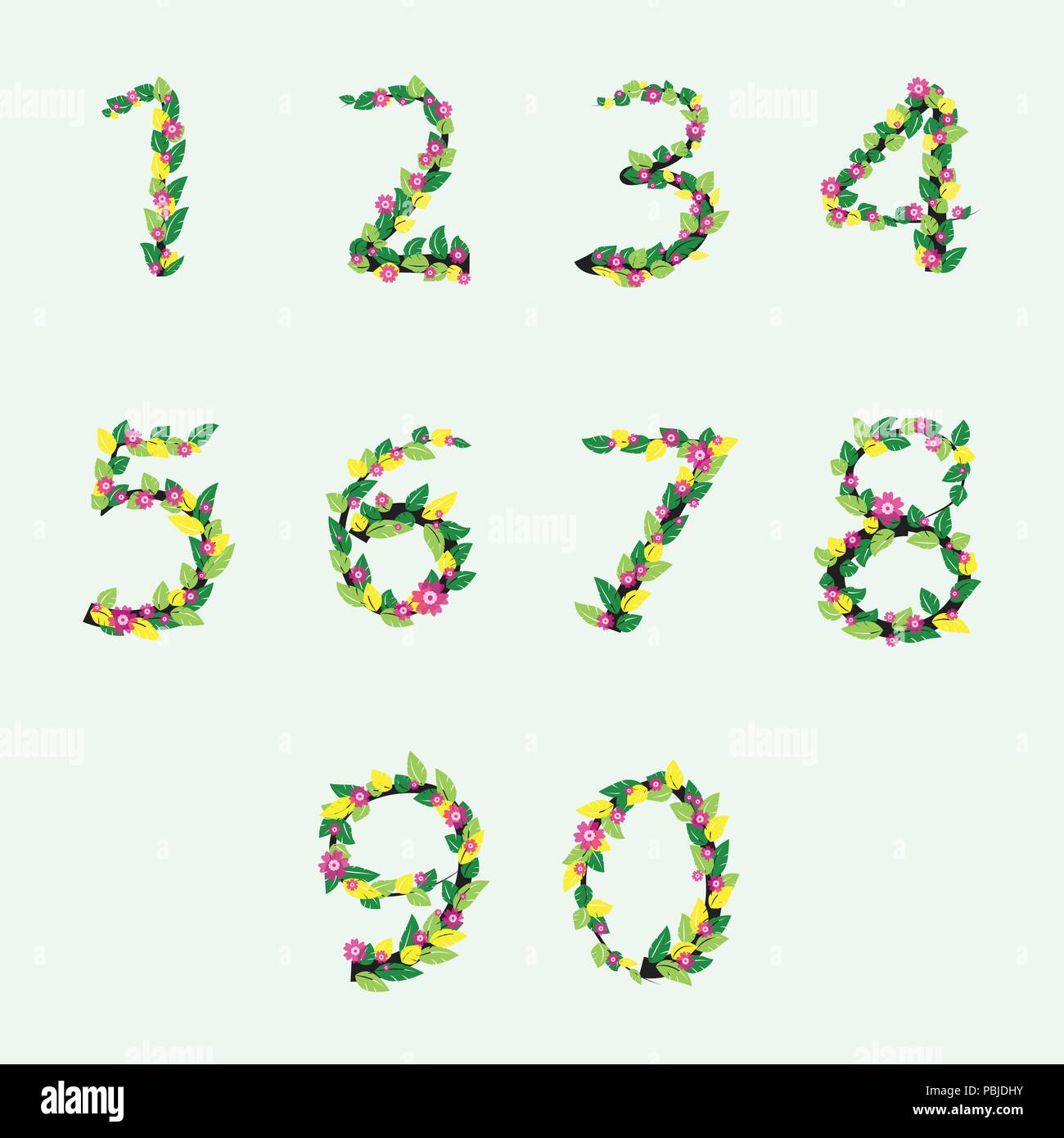Set of ten numbers form zero to nine, Numbers set in illustration Stock ...