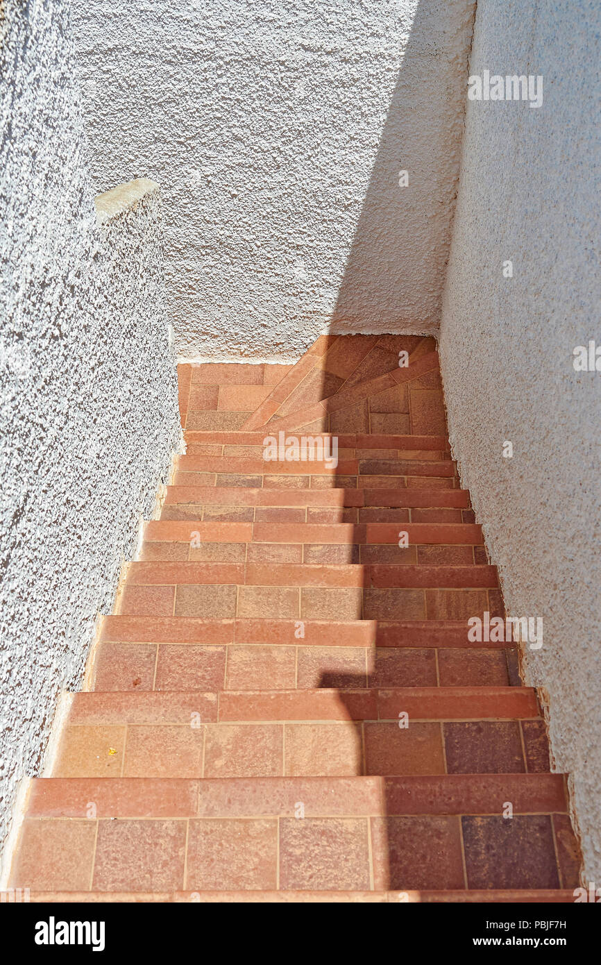 Outdoors Tiled staircase and textured wall from above Stock Photo - Alamy