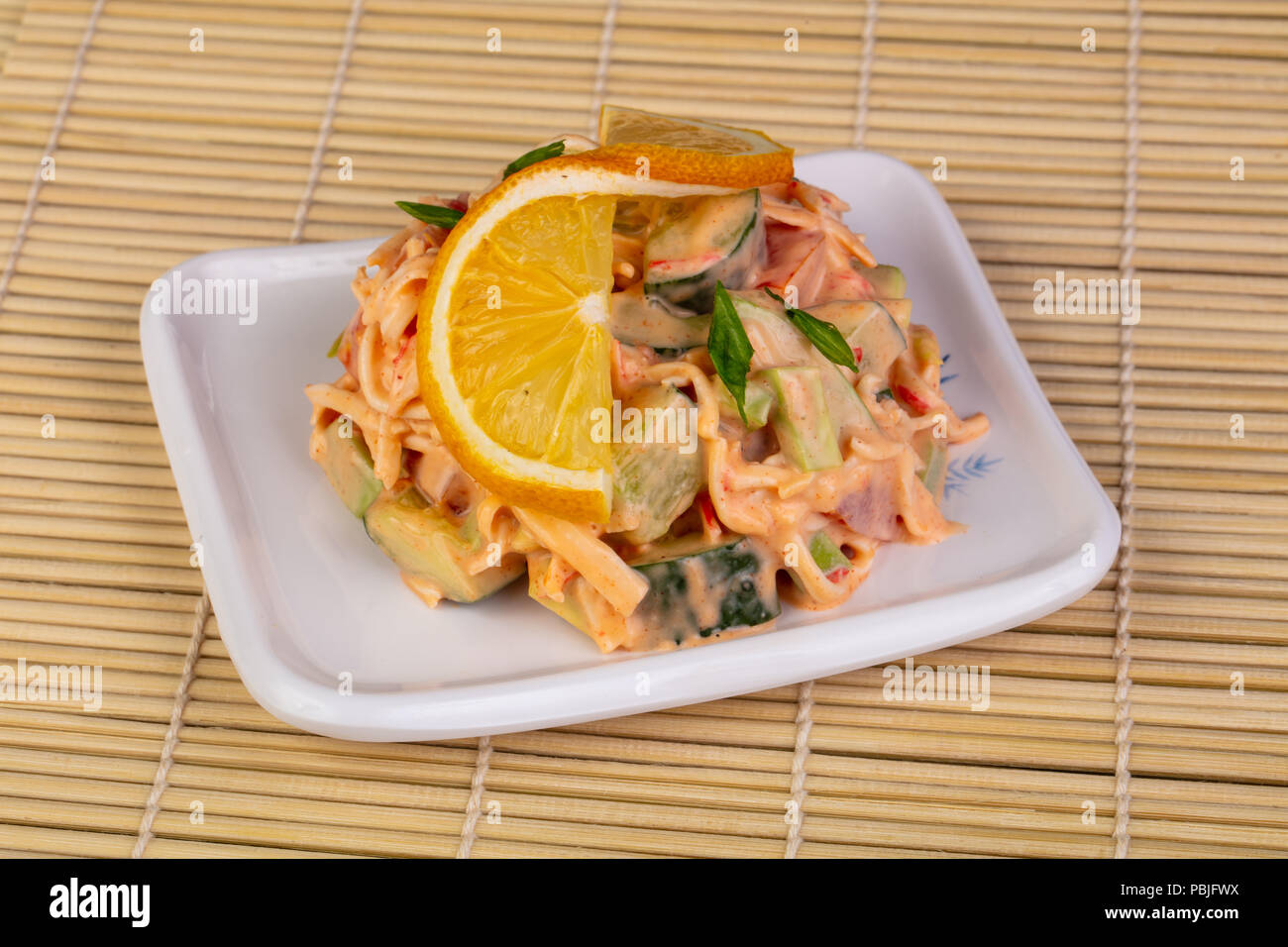 Delicious Kani Sarada salad with vegetables and seafood Stock Photo - Alamy