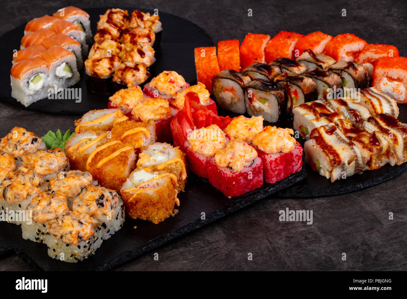 Japanese sushi set with various ingredient Stock Photo - Alamy