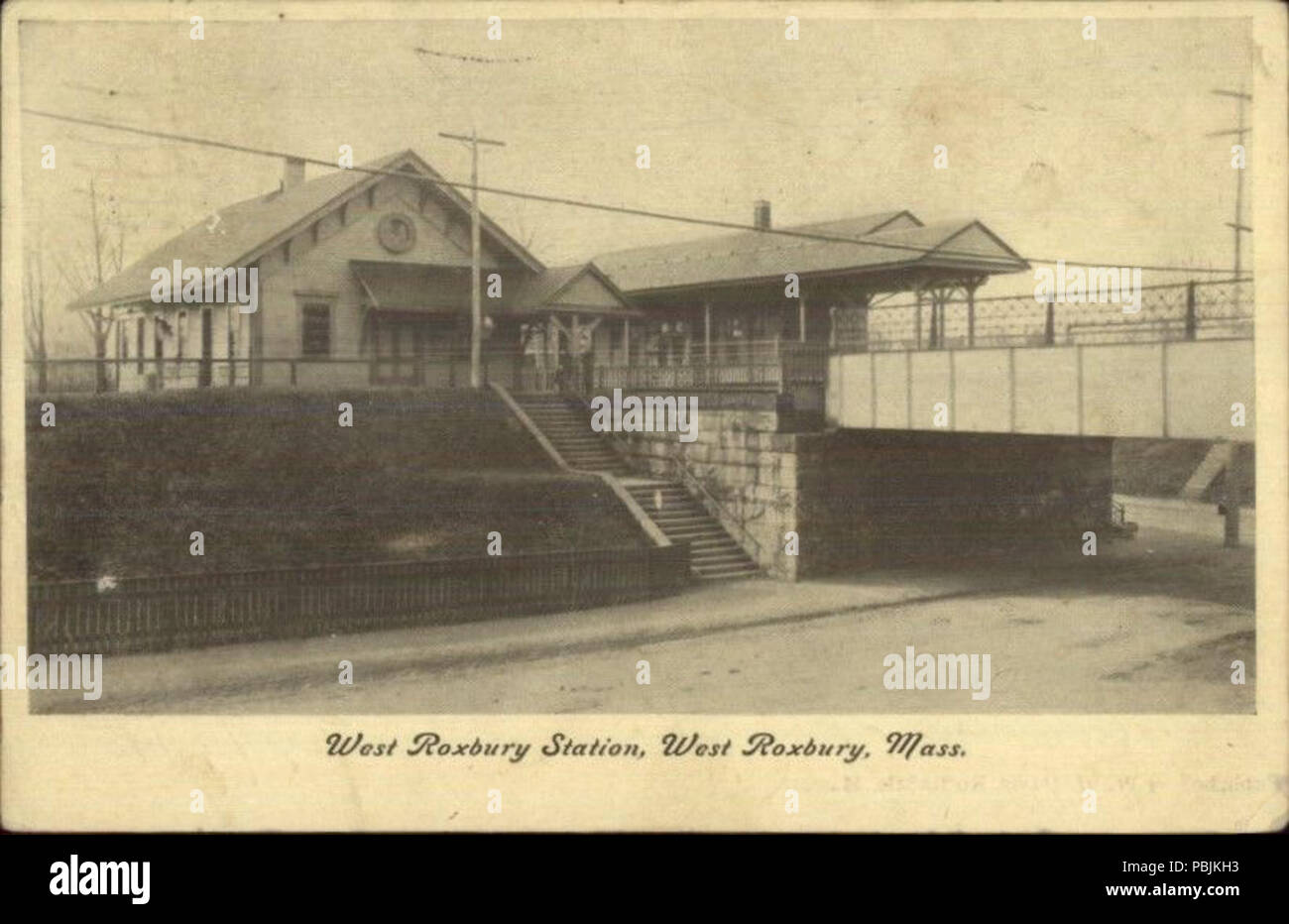 1842 West Roxbury station postcard Stock Photo - Alamy