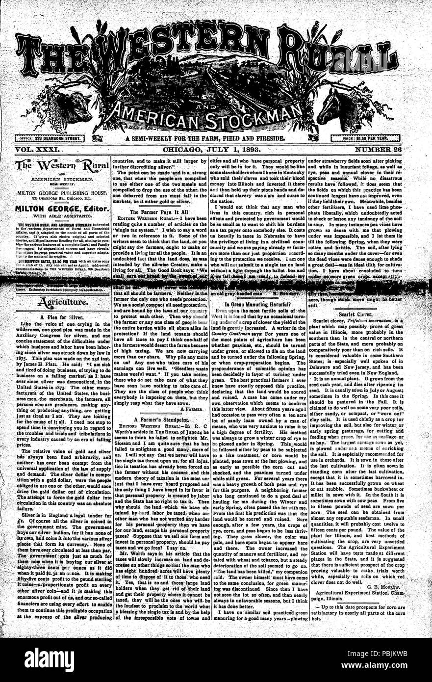 1844 Western Rural and American Stockman (front page - July 1, 1893 ...