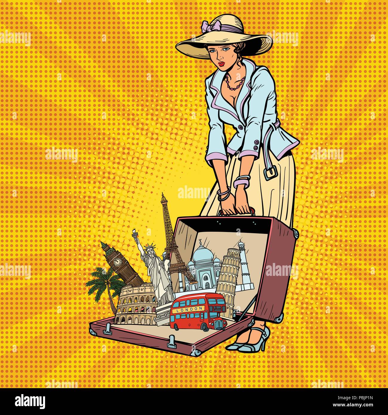 Woman eiffel tower vintage Stock Vector Images - Alamy