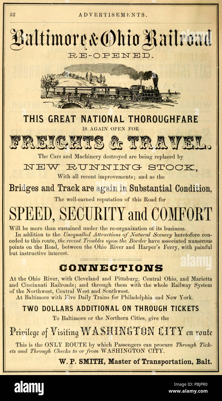 1868 Woods' Baltimore City Directory - 1864 - Baltimore and Ohio Railroad Stock Photo - Alamy