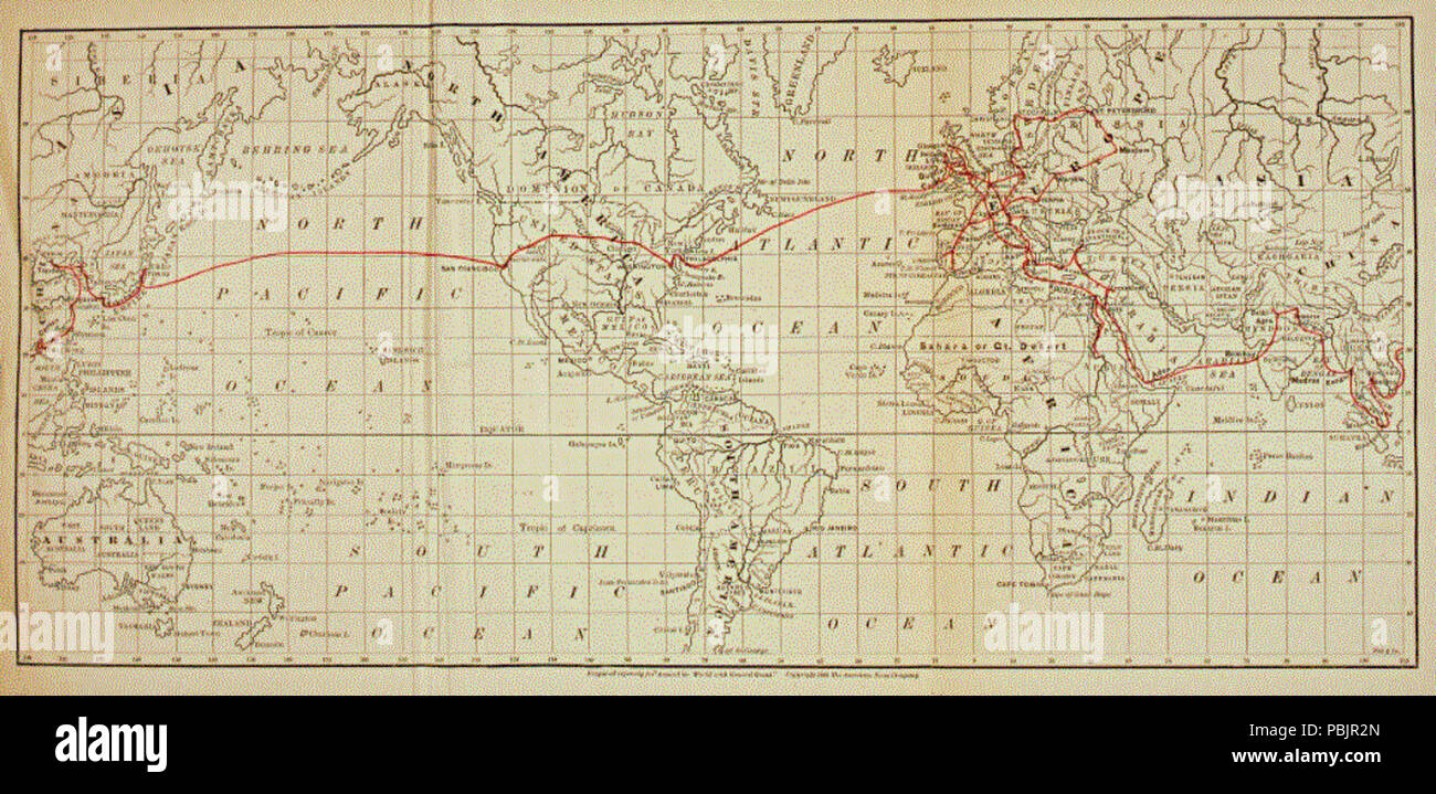 1870 World Tour of Ulysses S. Grant Map Kemp 1879 Stock Photo - Alamy