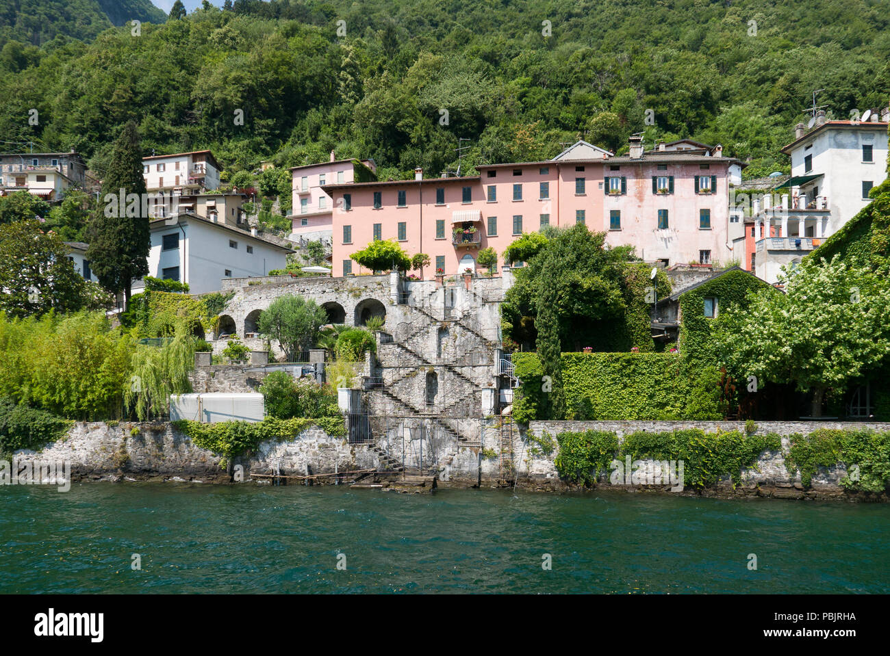 details of the buildings located on Lake Como, Italy Stock Photo - Alamy