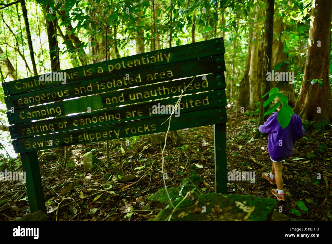 Caution this is a potentially dangerous and isolated area sign ...