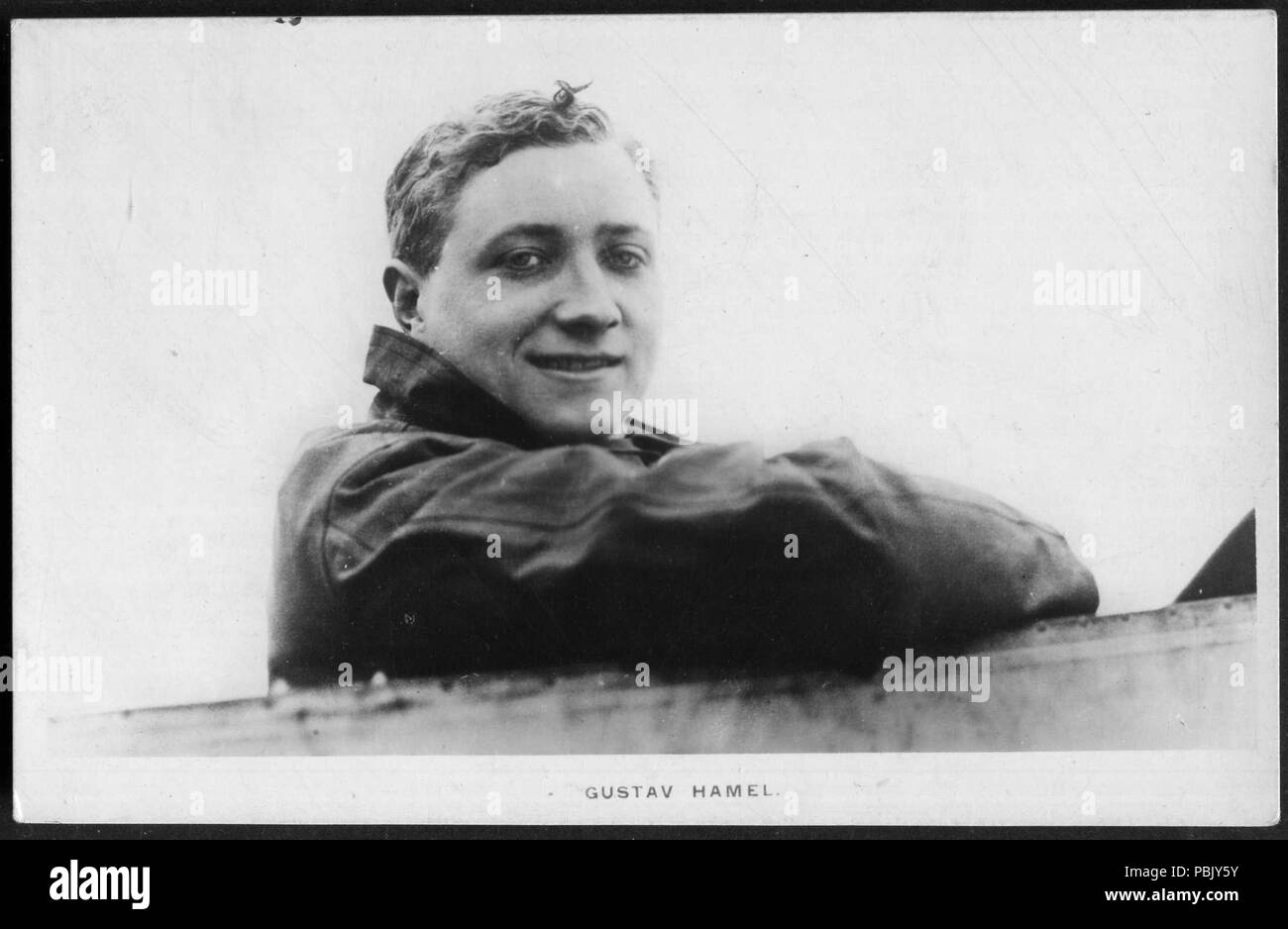 . English: Photograph of Gustav Hamel on a postcard . circa 1913 735 ...