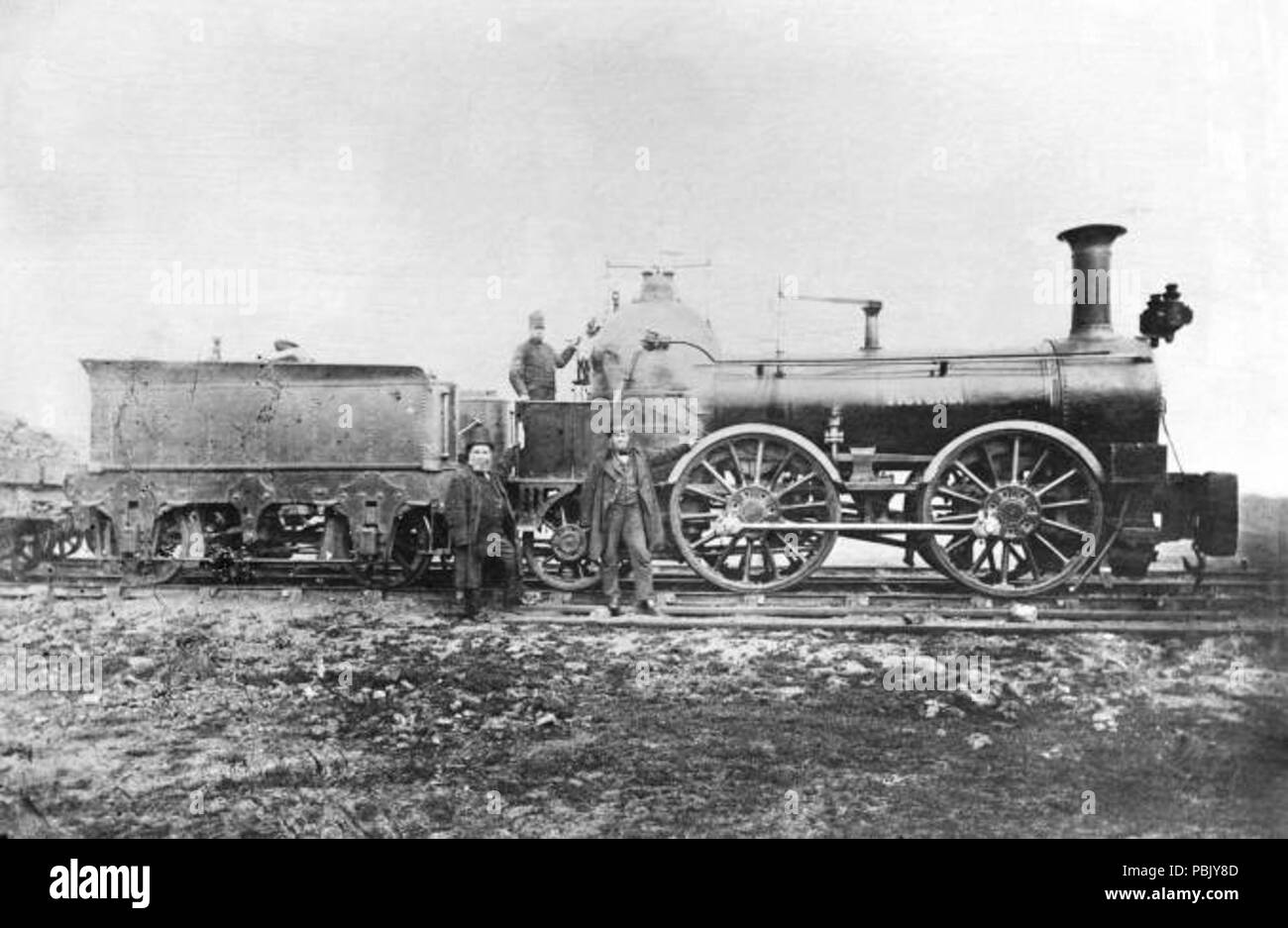 Victorian era steam train engine Black and White Stock Photos & Images ...